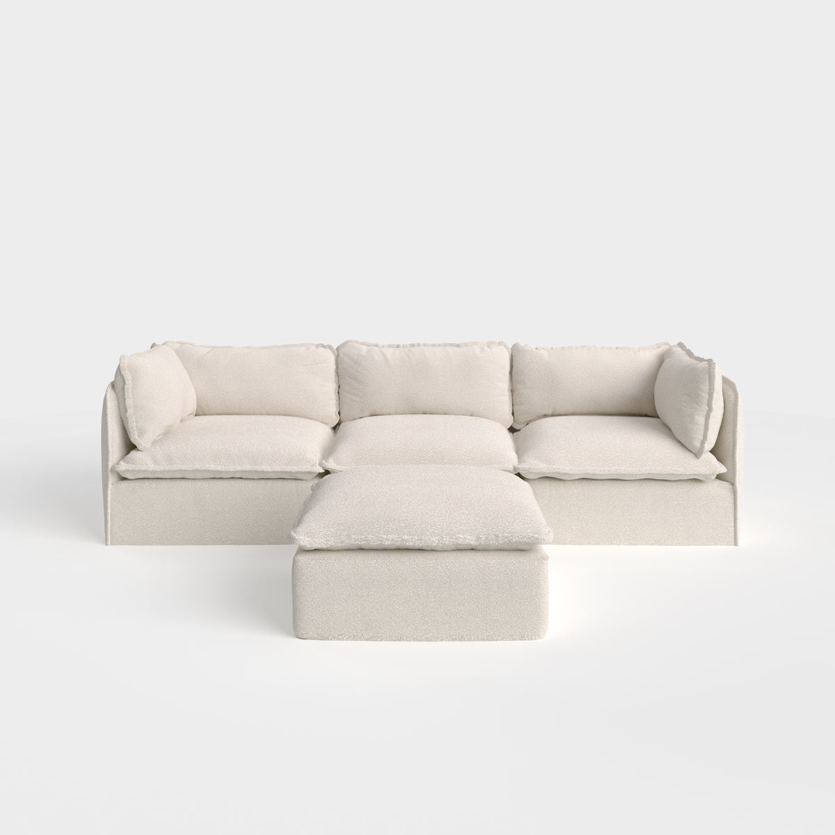 Modular Outdoor Washable 3-Seater + Ottoman | Alfresco Boucle in Creme ...