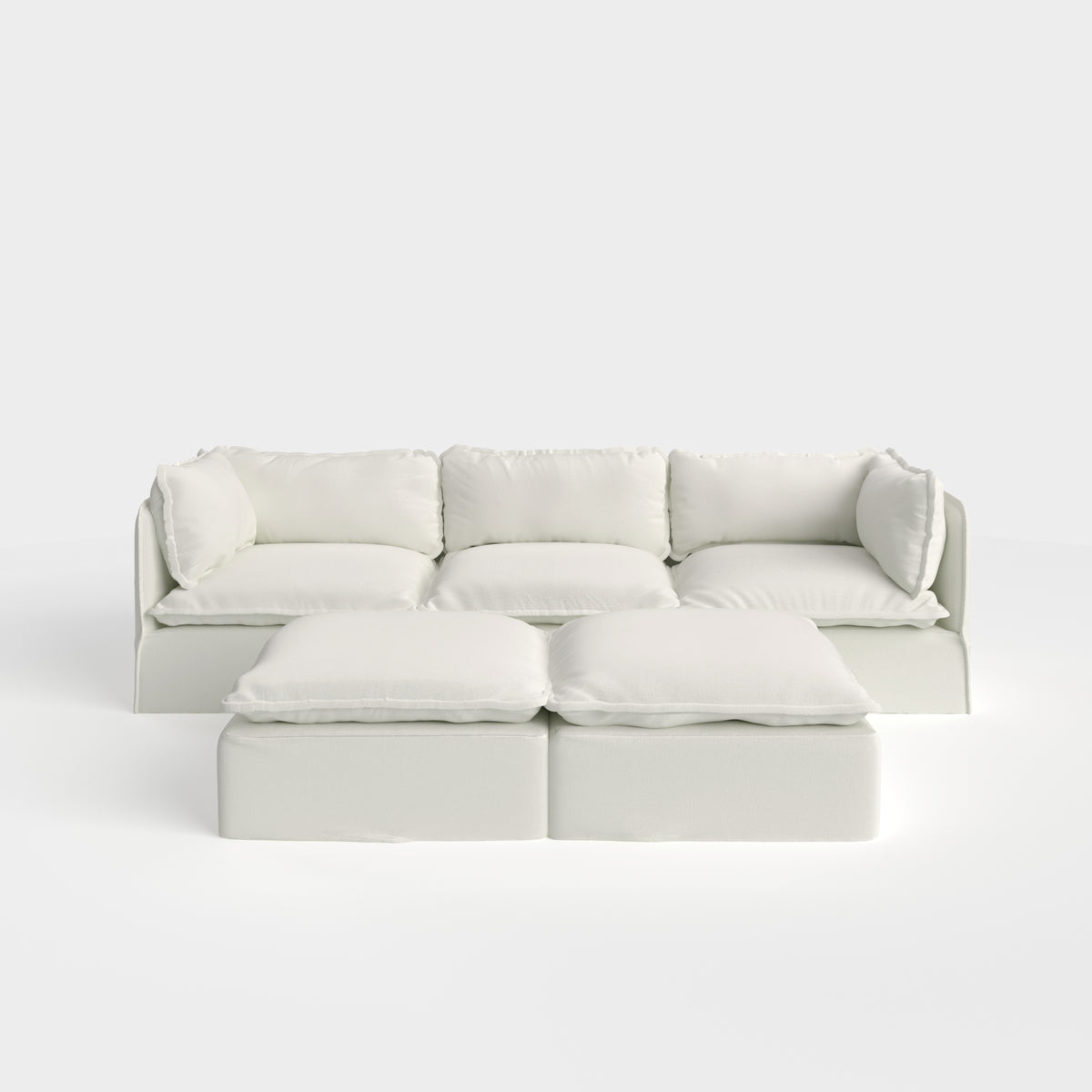 Modular Outdoor Washable 3-Seater + Bench Ottoman | Classic Canvas in ...