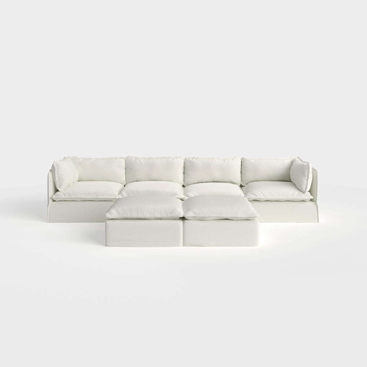 Modular Outdoor Washable 4-Seater + Bench Ottoman | Classic Canvas in ...