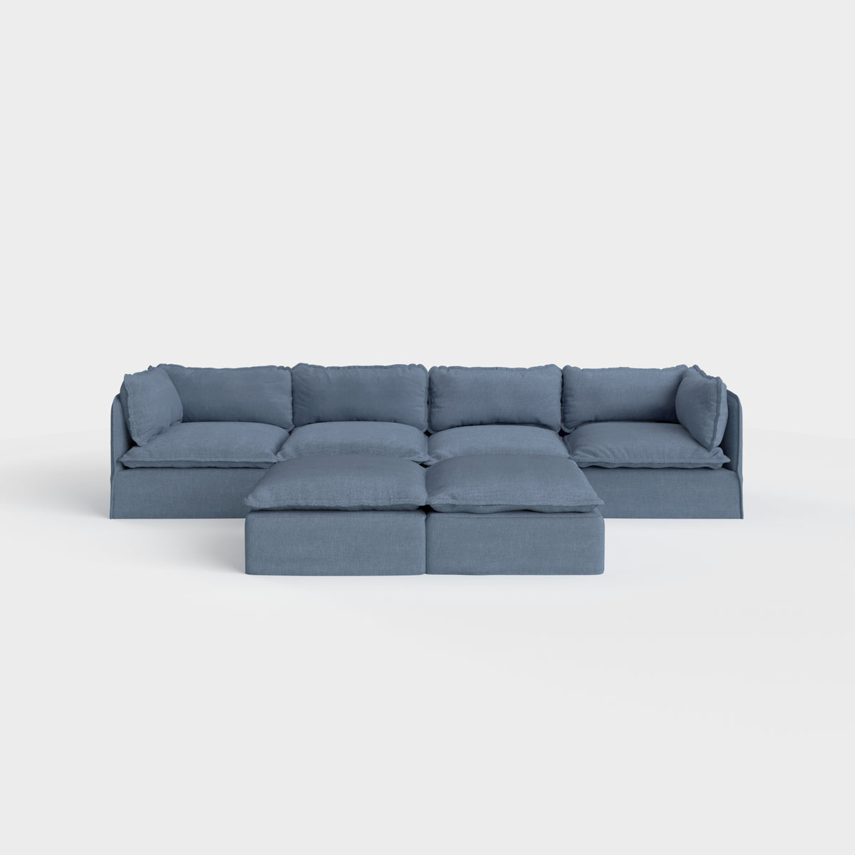 Modular Outdoor Washable 4-Seater + Bench Ottoman | Classic Canvas in ...