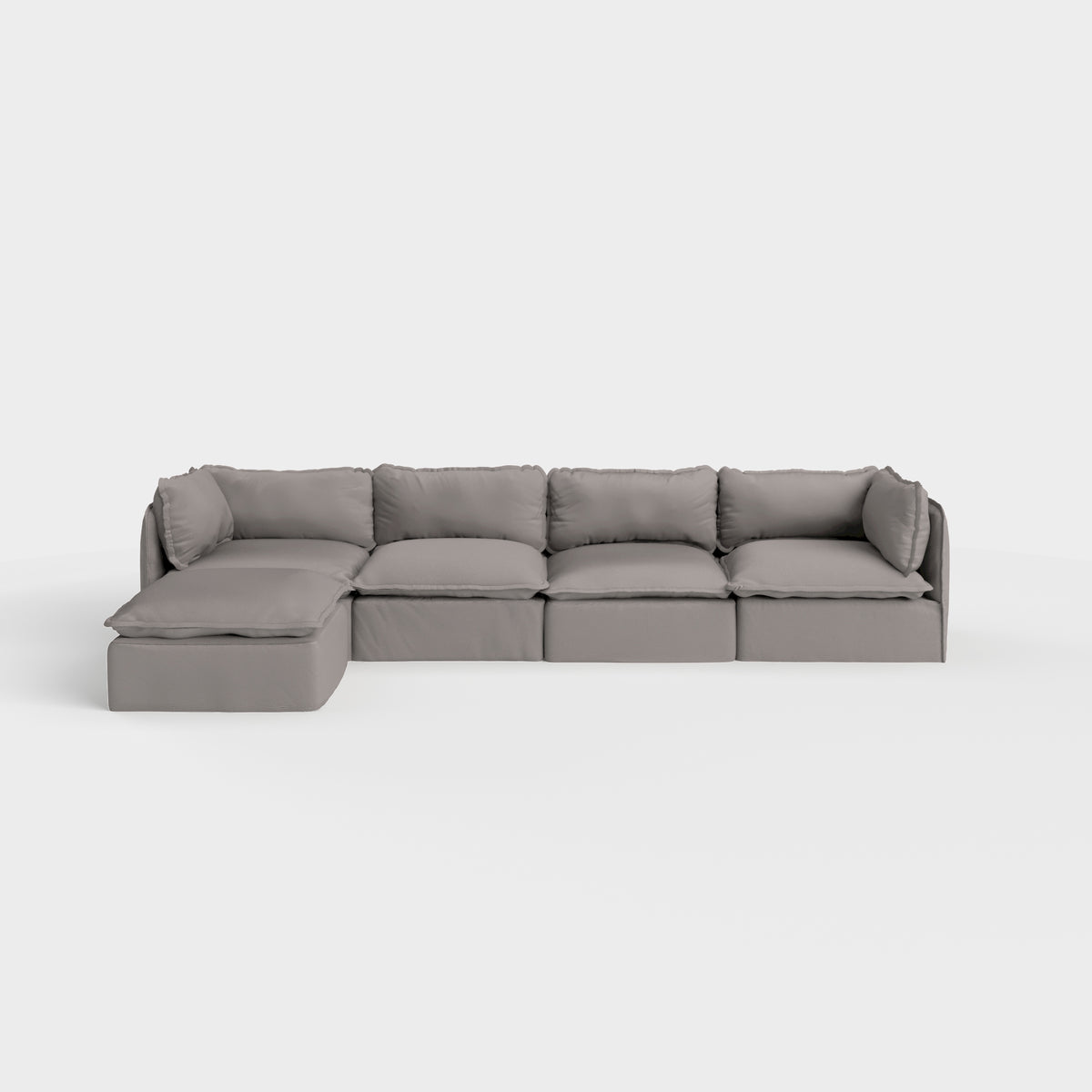 Modular Outdoor Washable 4-Seater Sectional | Nano Slubweave in Haze G ...