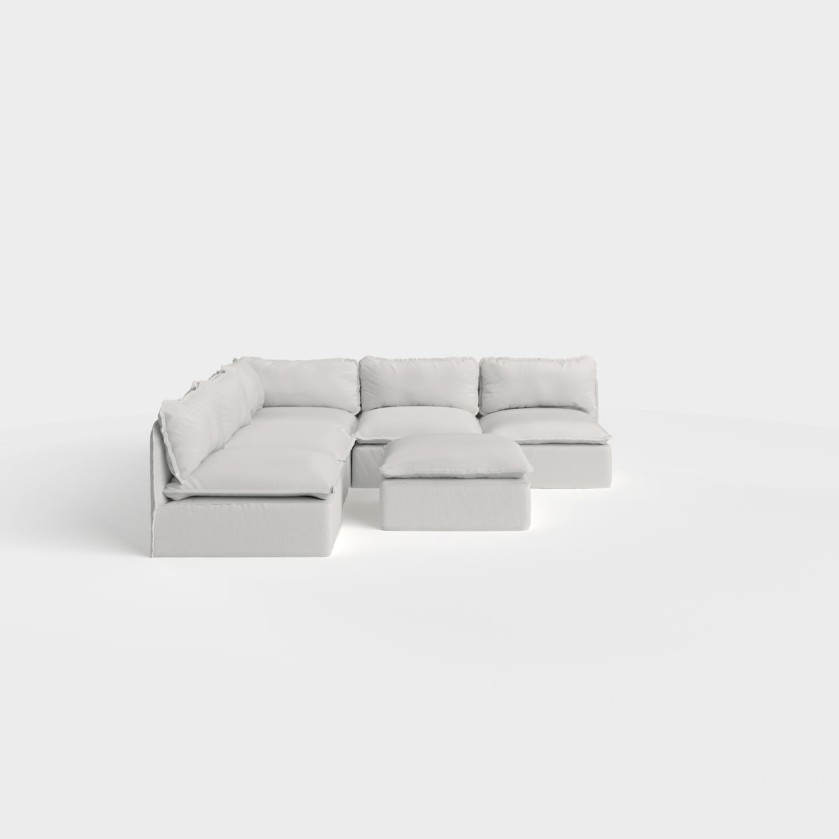 Modular Outdoor Washable 5-Seater Open-Ends Corner Sectional + Ottoman ...