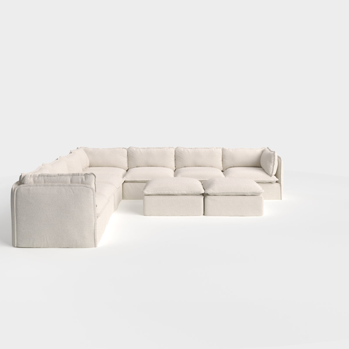 Modular Outdoor Washable 7-Seater Corner Sectional + Bench Ottoman | A ...