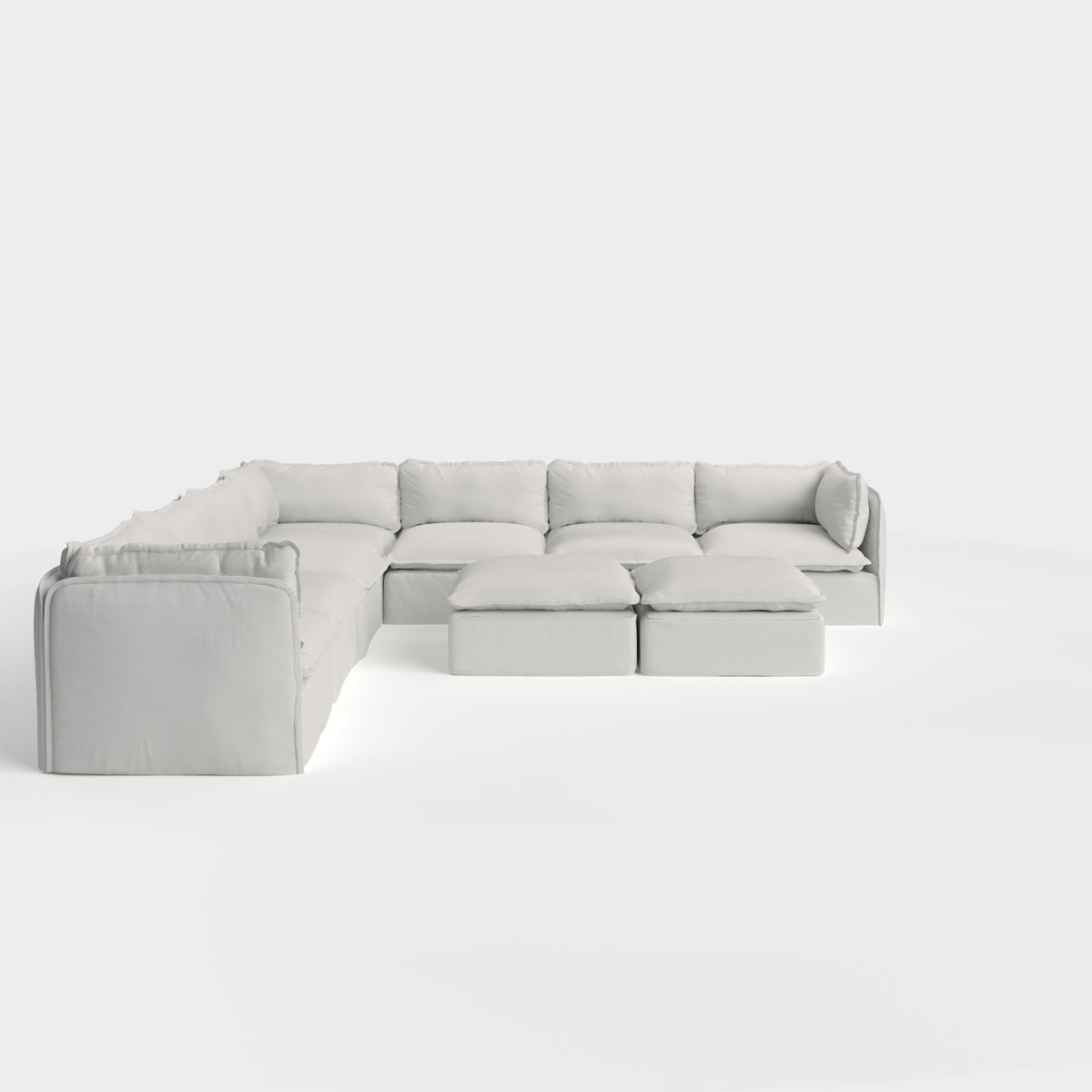 Modular Outdoor Washable 7-Seater Corner Sectional + Bench Ottoman | N ...