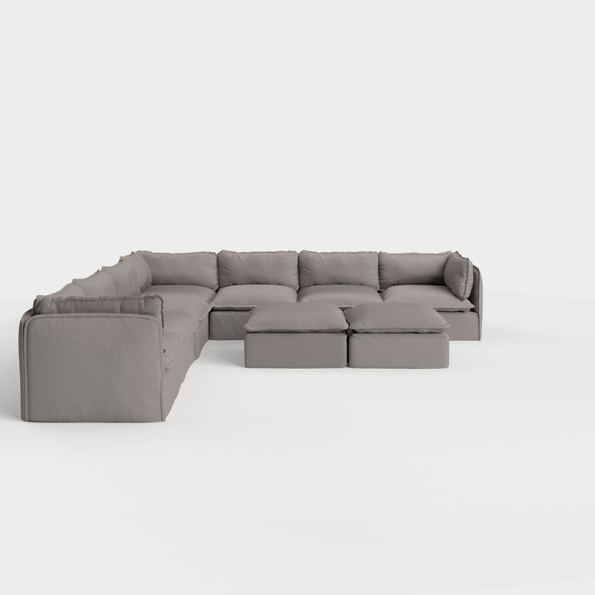 Modular Outdoor Washable 7-Seater Corner Sectional + Bench Ottoman | N ...