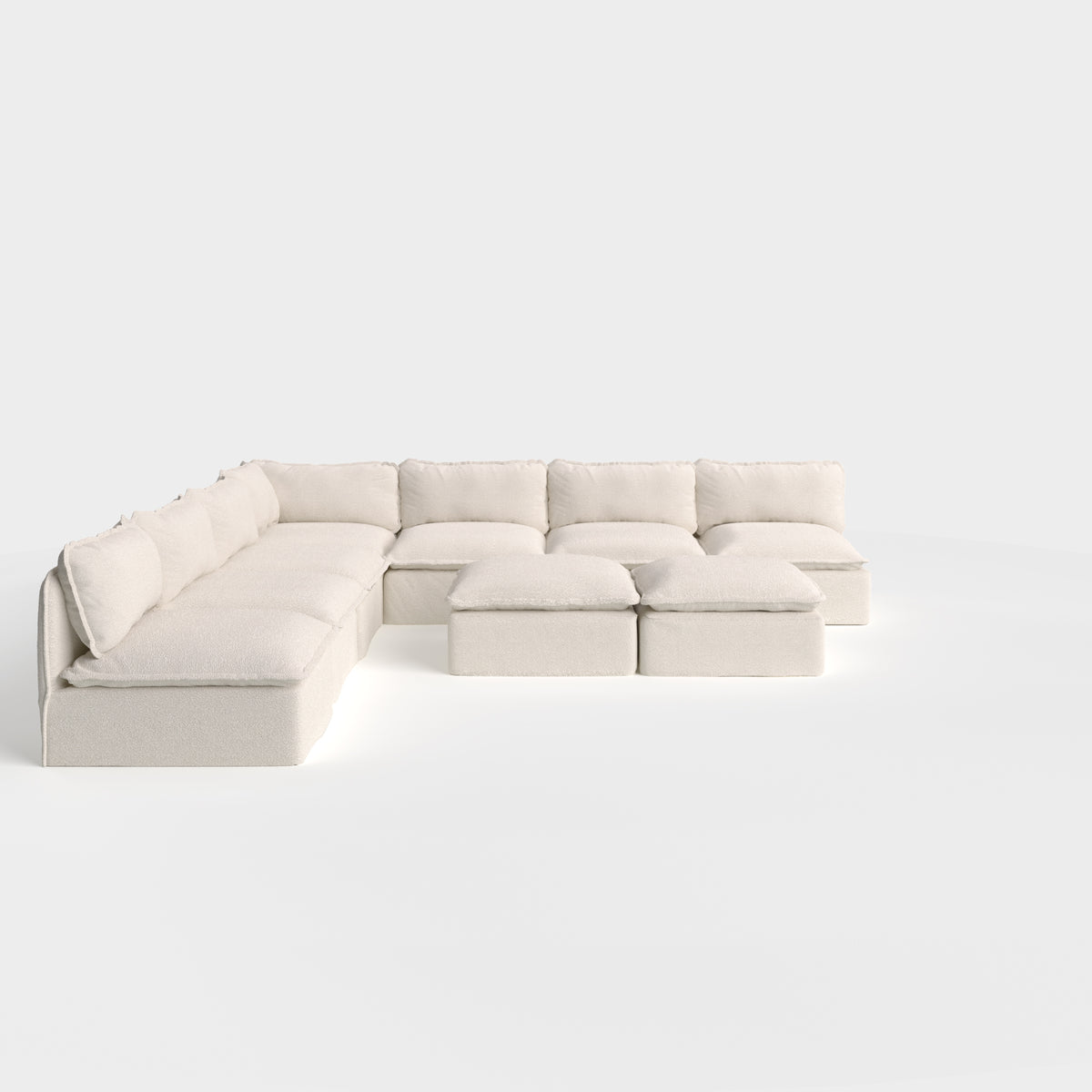 Modular Outdoor Washable 7-Seater Open-Ends Corner Sectional + Bench O ...