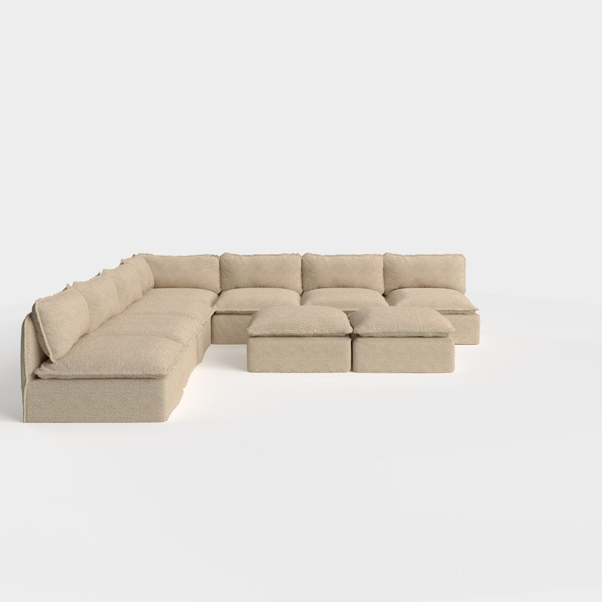 Modular Outdoor Washable 7-Seater Open-Ends Corner Sectional + Bench O ...