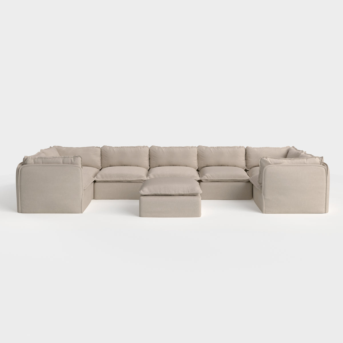 Modular Outdoor Washable 7-Seater U-Sectional + Ottoman | Classic Canv ...