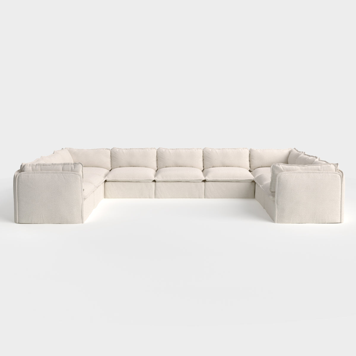 Modular Outdoor Washable 9-Seater U-Sectional | Alfresco Boucle in Cre ...