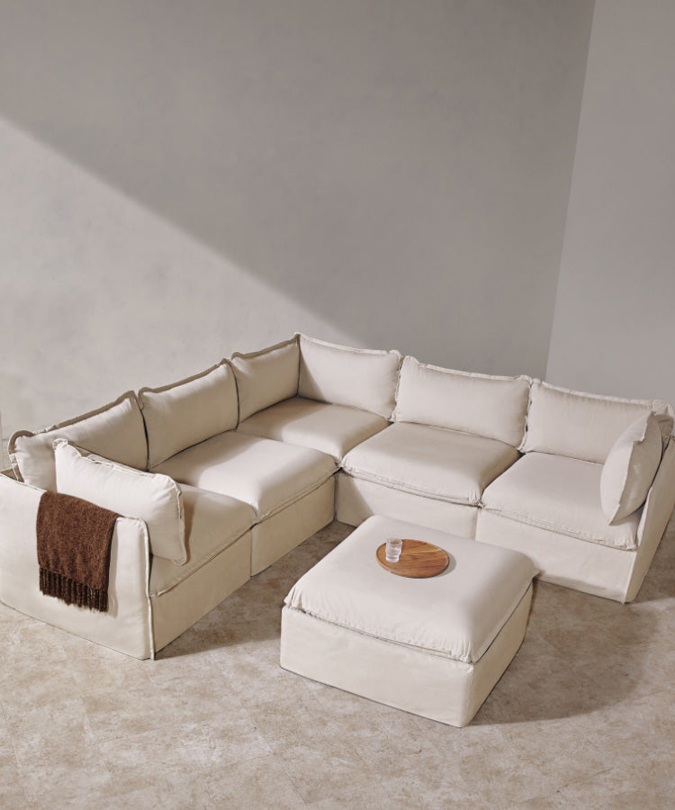 Modular Outdoor Washable 3-Seater Sectional | Classic Canvas in Ocean ...
